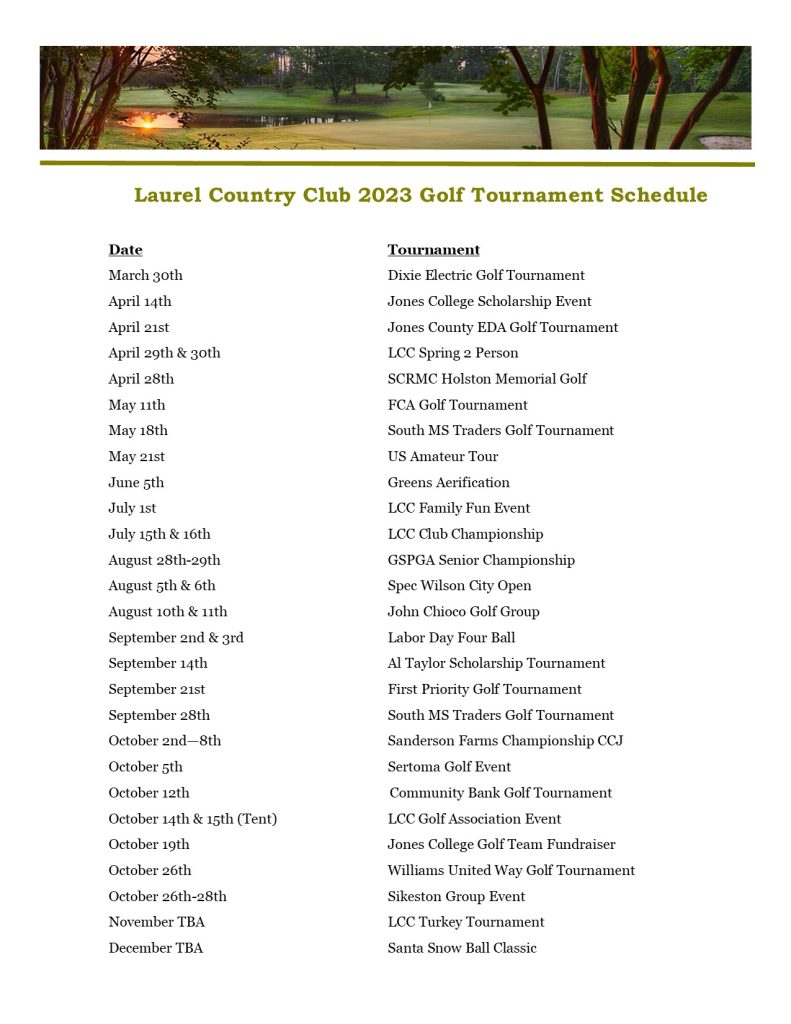 Tournament Schedule – Laurel Country Club